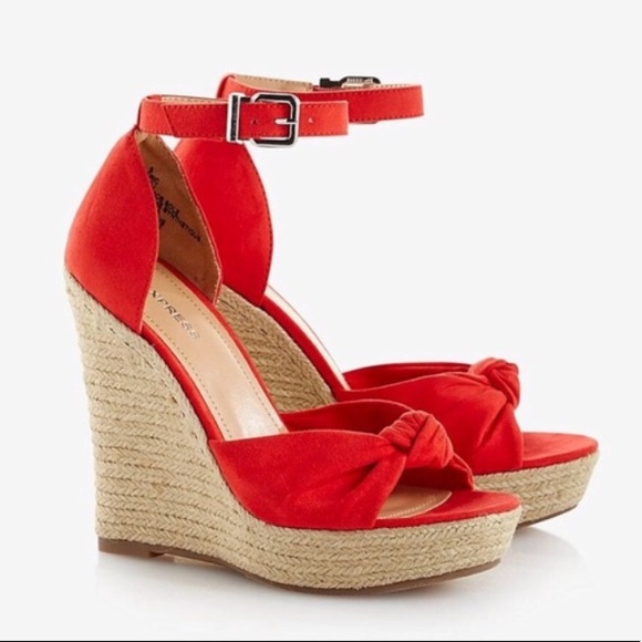 Express | Shoes | Express Red Knotted Espadrille Wedge Heels | Poshmark